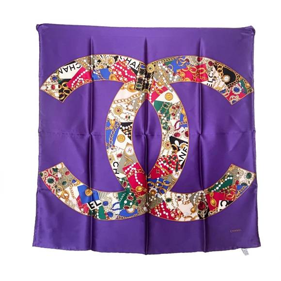 CHANEL | Accessories | Chanel Vintage Colorful Gem Large Cc Purple ...